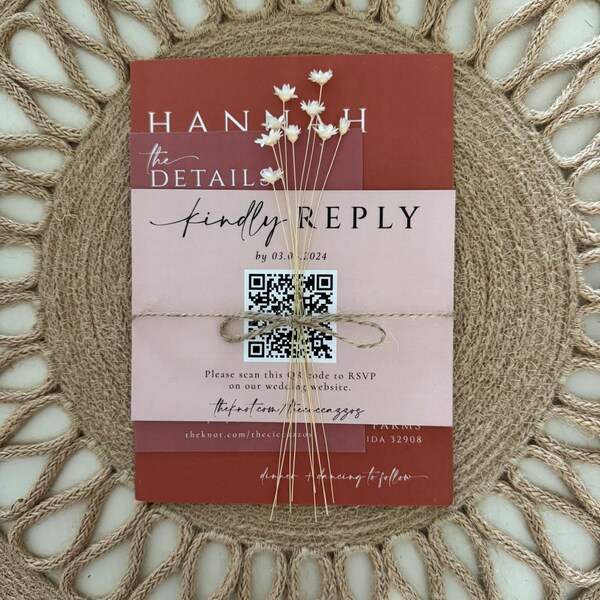 Qr Code Wedding Invitation, Minimalist Wedding Invitation Template, Qr ...
