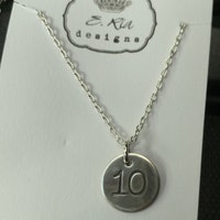 Silver Number Necklace Jersey Number Silver Charm Rustic Charm Necklace ...