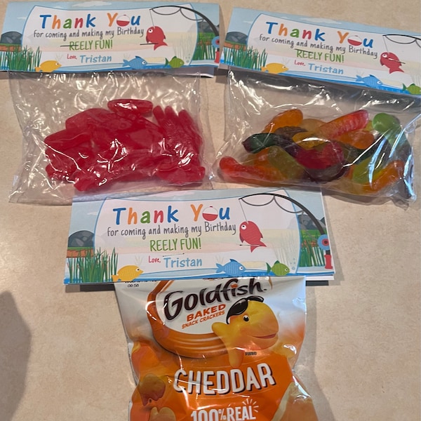 Fishing Treat Bag Toppers, O-fish-ally One Treat Toppers, Favors ...