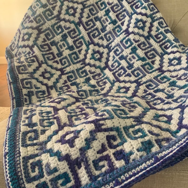 Overlay Mosaic Crochet in Rows Afghan/blanket Pattern Ellas Gems ...