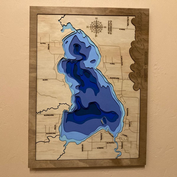 Layered Map Cass Lake in Michigan Svg, Lake Map Svg, Glowforge Map Svg ...