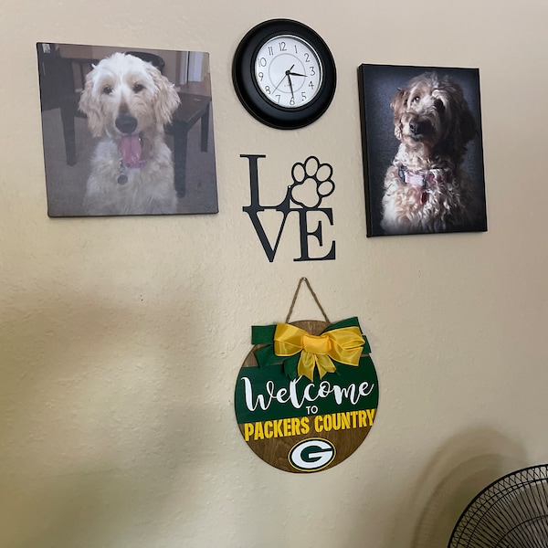 12" Green Bay Packers Wood Round Door Sign Welcome to Our Home Packers ...