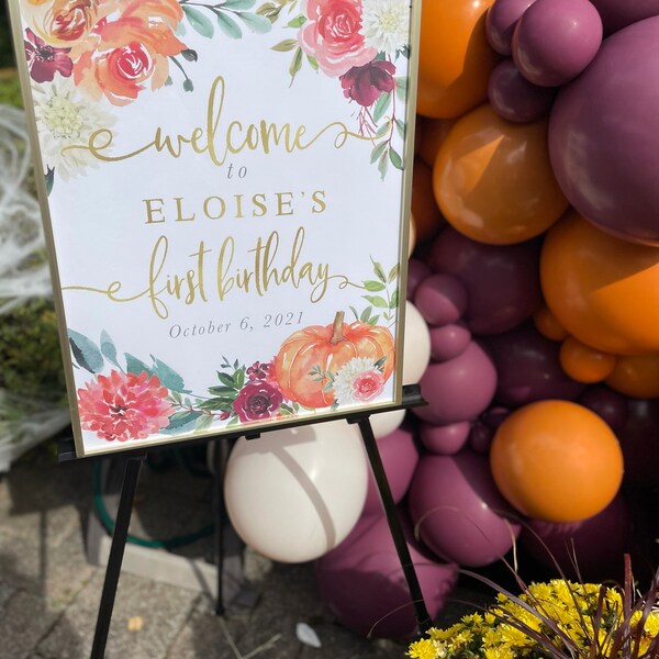 Fall Birthday Welcome Sign, Pumpkin Birthday Welcome Sign, Fall Welcome ...