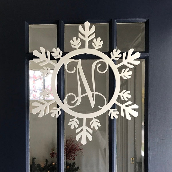 Snowflake Monogram Holiday Wooden Monogram Letters Interlocking Script ...