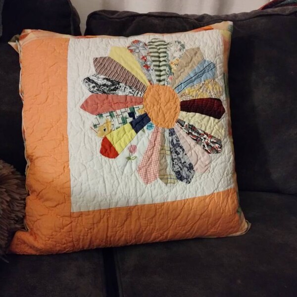 Vintage Cutter Quilt Piece for Repurposing - a Handmade Patchwork Scrap ...