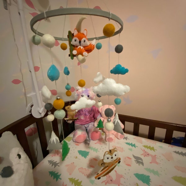 Hanging Mobile - Automeris Pamina Pink Saturn Moth and Wildflowers ...