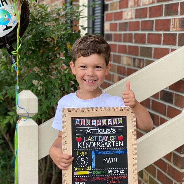 Last Day of School Ruler Chalkboard, Personalized School Sign, for ...