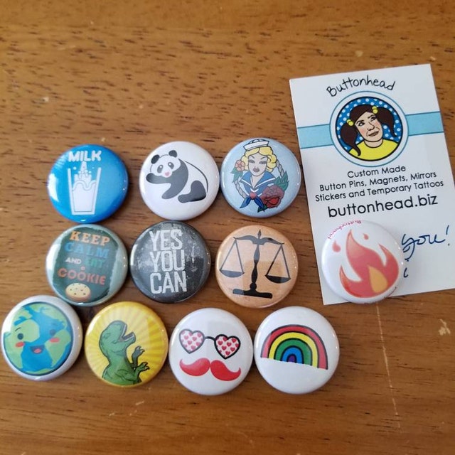 Buttons Pins Set Random Unique Mix 1 Inch Small From My