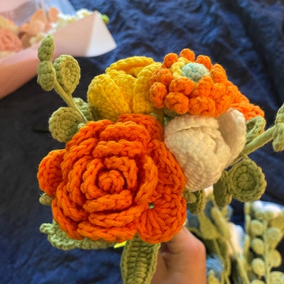 4/6pack Crochet Gradient Rose Flowers for Home Deco,handmade Knitted ...