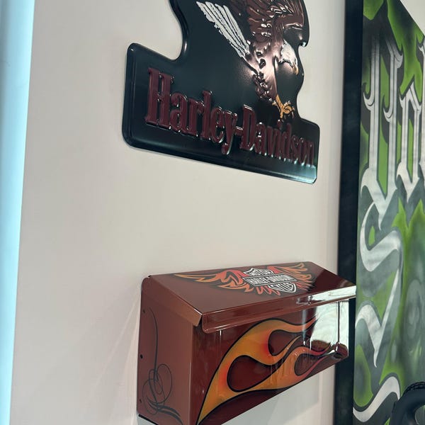 Custom Painted Flamed American Flag Mailbox, Flame Mailbox, Painted ...