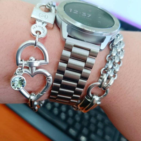 Stainless Steel Swarovski Padlock Bracelet, Oval Link Chain Bracelet ...