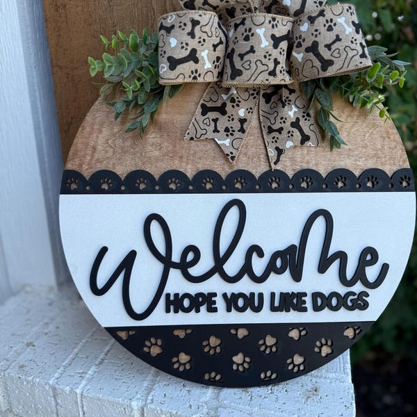 Hi Hey Hello Round Door Hanger SVG File, Laser Cut Design, Layered Wood ...