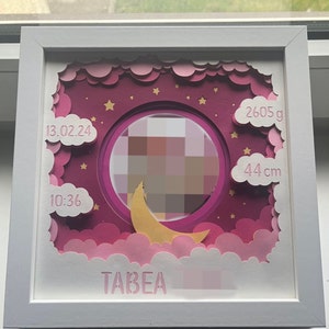 3D Baby Photo Frame Shadow Box SVG, Multi-layered Paper Cut - Etsy