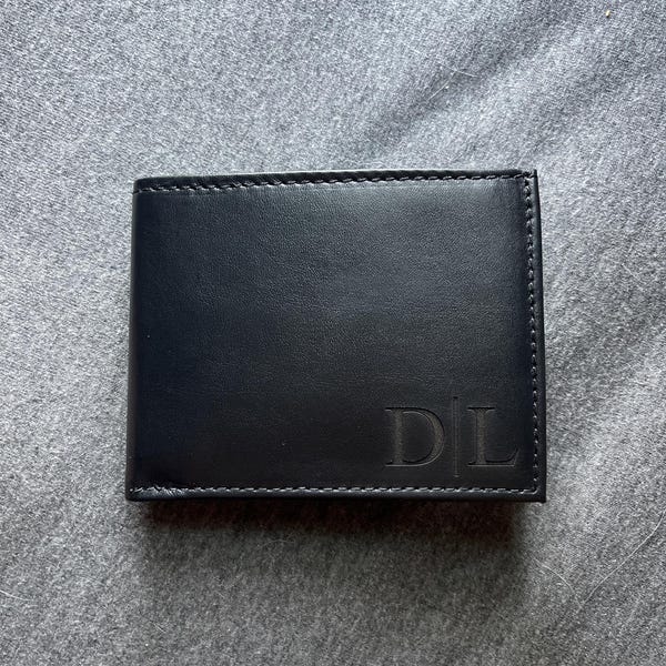 Hebrew, Arabic, Cyrillic Fonts Engraved Wallet, Personalized Genuine ...