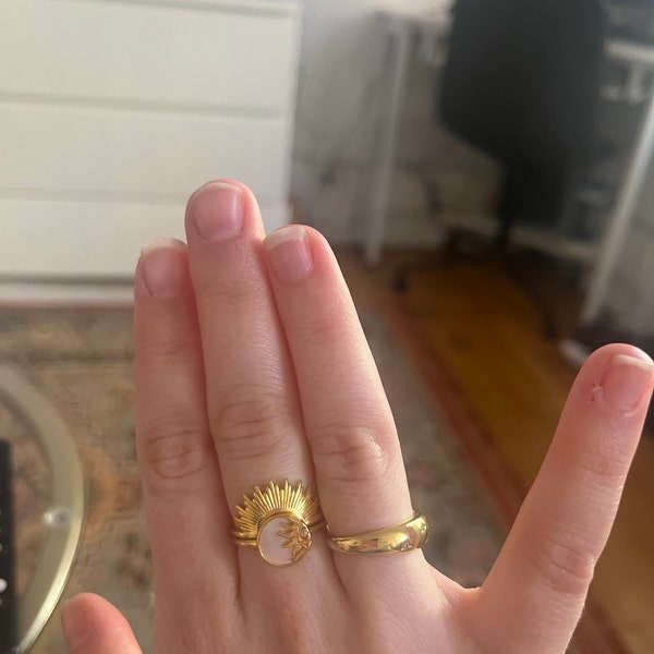 Sun Ring - Dainty Sun Ring - Stacking Ring - Mother of Pearl Ring ...