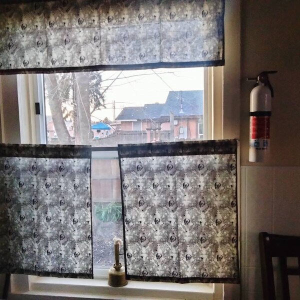 Victorian Inspired Filigree & Skulls Choice of Window Valance or Cafe ...
