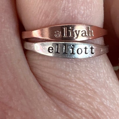 14k Gold Custom Name Ring,personalized Ring,stacking Rings,initial Ring ...