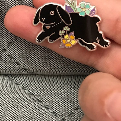 Black Lop Bunny Pin Enamel Pin Rabbit Pin Bunny Pin White - Etsy