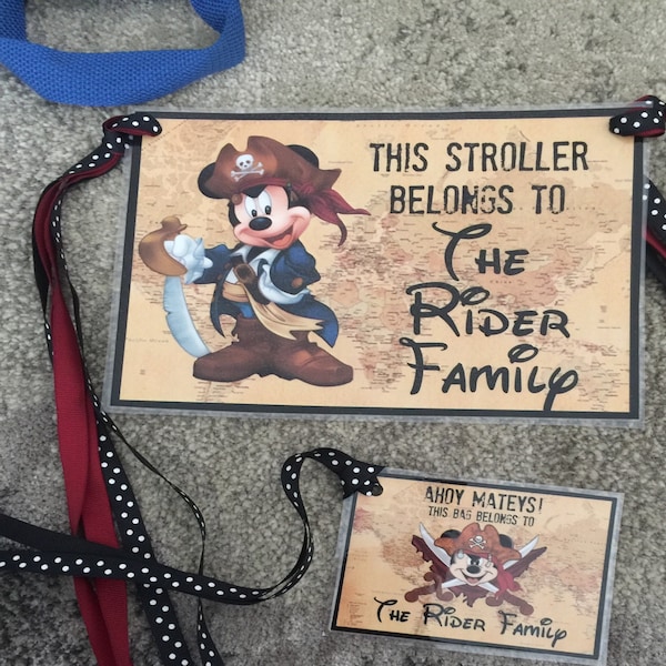 Stroller Tag - Custom, Personalized, Disney Pirate Mickey Vacation Tag ...