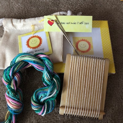 Tiny Loom Weaving Kit Cactus Candy, Craft Care Package, Mini Weaving ...
