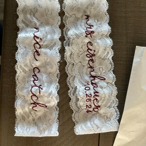 Personalized Wedding Bouquet Ribbon / Couple's Name and Date / Satin ...
