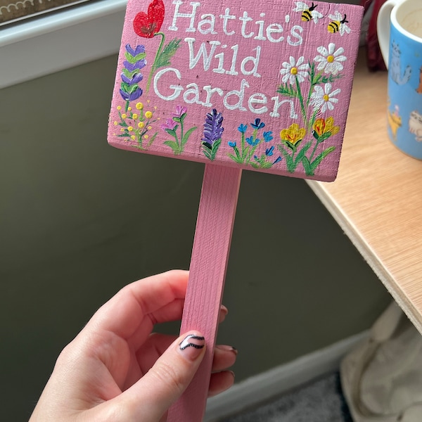 Personalised Wildflower Garden Plaque: Hand-painted Wooden Allotment ...
