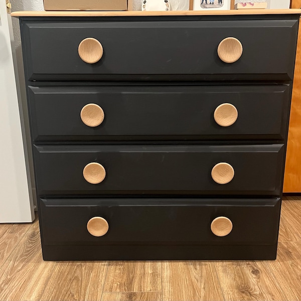 Wood Drawer Knobs, Oak Circle Handle, Wardrobe Pulls, Oak Concave ...