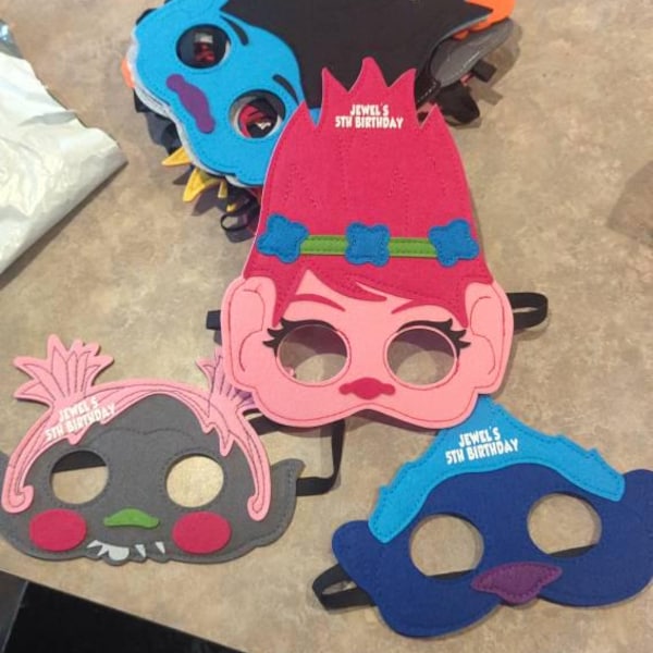 Personalized Trolls Felt Masks! Trolls World Tour Birthday Party Favors ...
