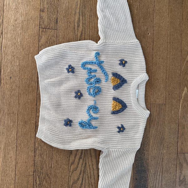 Hand Embroidered Birthday Sweater: "two-ey" Theme Knit Top - Etsy