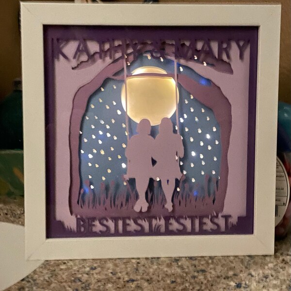 Best Friends Shadow Box Svg, Friendship Shadow Box Template, 3D Light ...