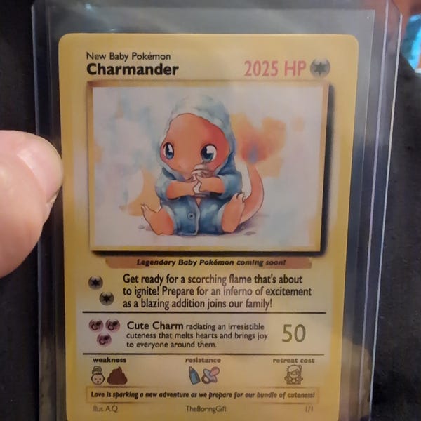 Pokemon Pregnancy Card - Baby Pikachu and Baby Charmander Design ...