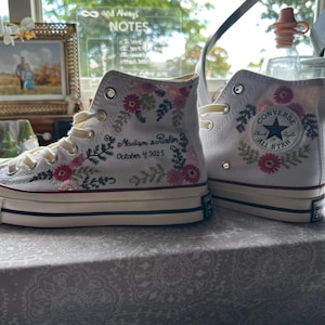 Embroidered Converse/converse Flower/custom Converse Pink Lily Flower ...
