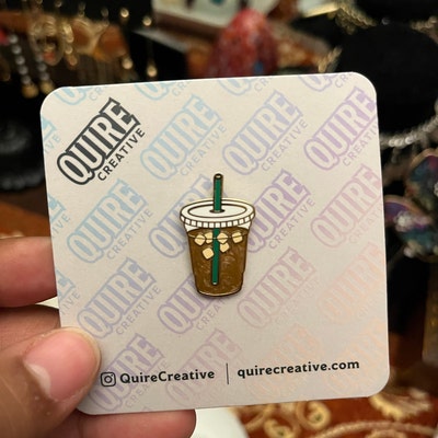Iced Coffee Lapel Pin With Shimmering Milk Swirl - Etsy