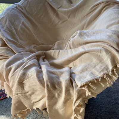 Cream Pure Plain Throw Blanket, Organic Sofa Blanket, Cozy Blanket ...