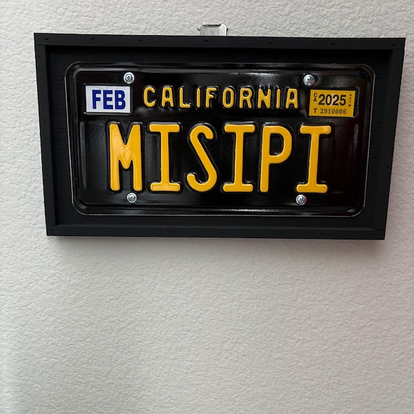 Custom Rustic Empty Wood License Plate Display Frame With Key Hooks ...