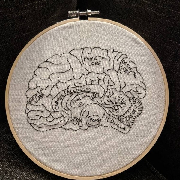 DIY Brain Embroidery Pattern, Brain Anatomy Embroidery Pattern ...