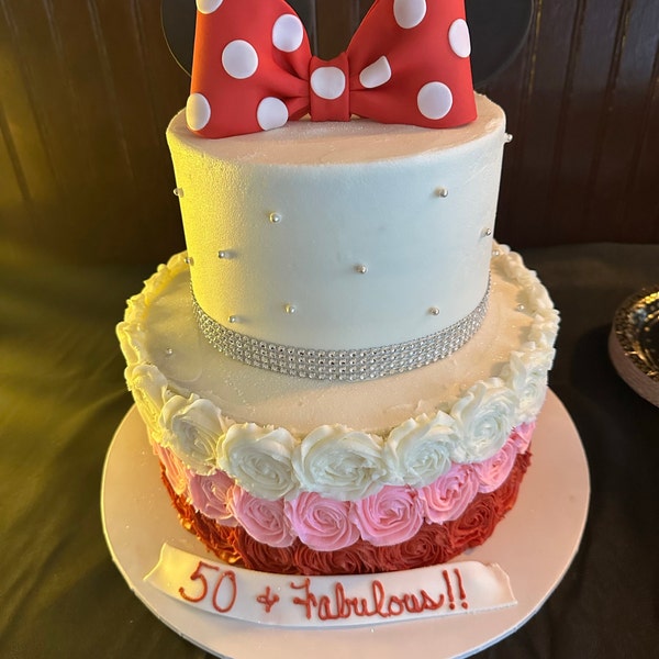 Edible Fondant Bow and Ears Cake Topper - Red - Etsy