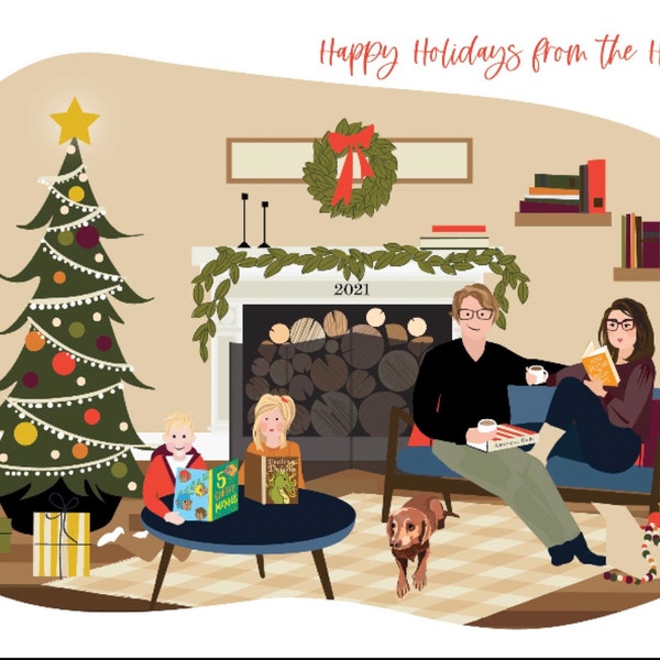 Custom Illustrated Family Christmas Card • Personalized Holiday Art ...
