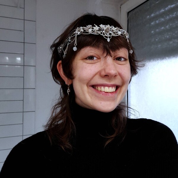 Dinai - Elven Wedding Crown With Labradorite and Blue Goldstone - Etsy