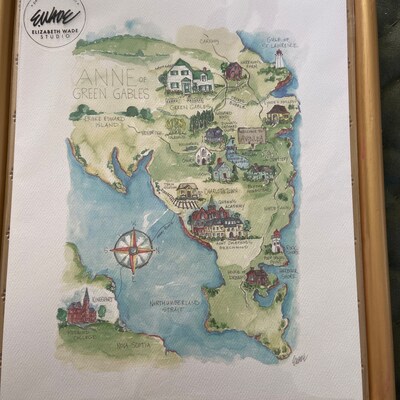 Anne of Green Gables and Avonlea Watercolor Map Art Print - Etsy