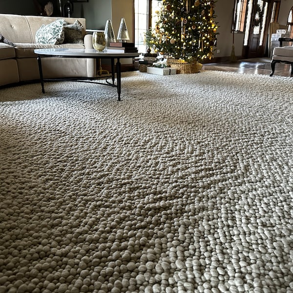 Ivory Cream Chunky Wool Felted High Quality Nordic Scandinavian Modern ...