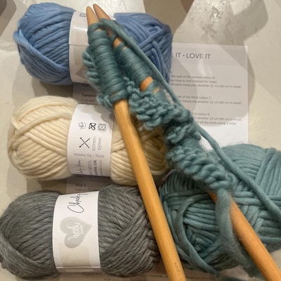 Hannah Blanket Crochet Kit. Stripy Throw Crochet Kit. Beginners Crochet ...