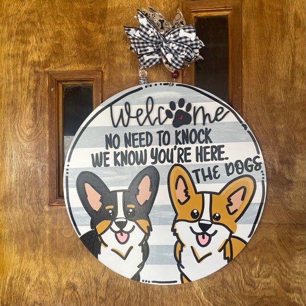 Dog Door Hanger, Dog Sign for Front Door, Dog Door Wreath, Dog Gift for ...