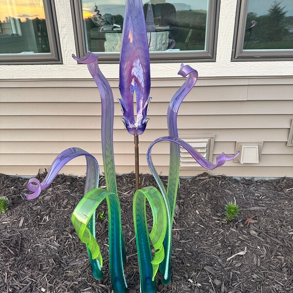 Made to Order - 6 Multi Colored Fronds - Hand Blown Glass Garden Art - Etsy