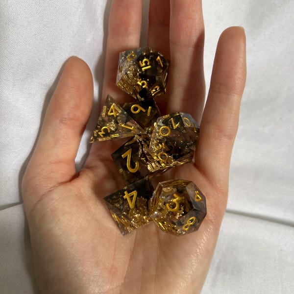 Handmade Blue Black DND D6, D20 Dice, Red Sharp Edge D&D Dice Set ...