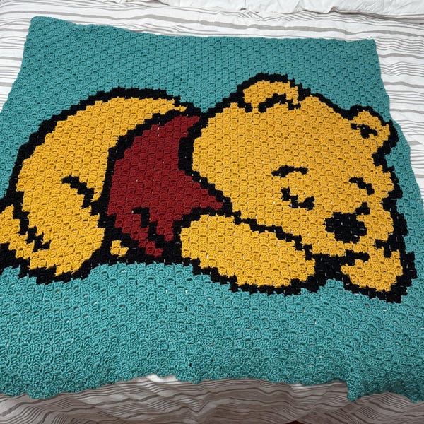 Pooh Sleeping Baby Blanket Lap Afghan: C2C Crochet Pattern (digital ...