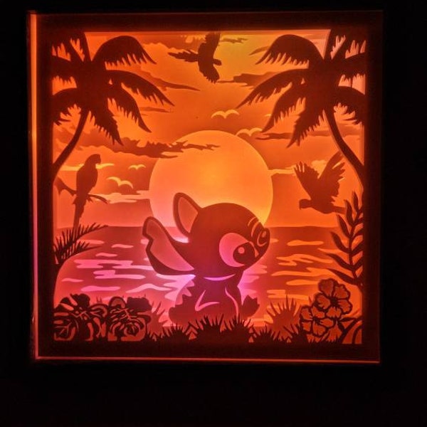 Stitch 2 - Paper Cut Light Box Template Files, Shadow Box, 3D Papercut ...