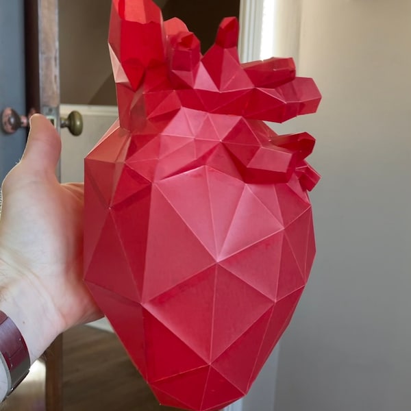 Papercraft Human Heart Template – Low Poly 3D Model (PDF, SVG, DXF) - Etsy