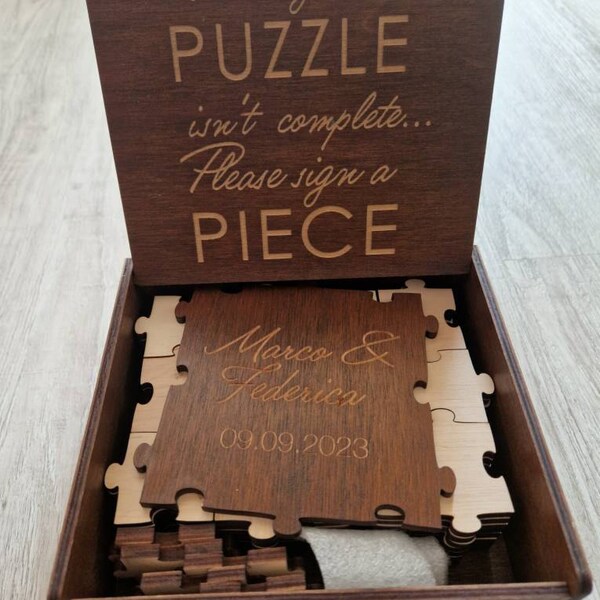 Puzzle Guest Book Wedding Wooden Guest Book Alternative Guest Book ...