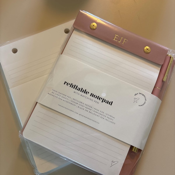 REFILLABLE NOTEPAD With a Matching Pen/personalised Refillable Notepad ...